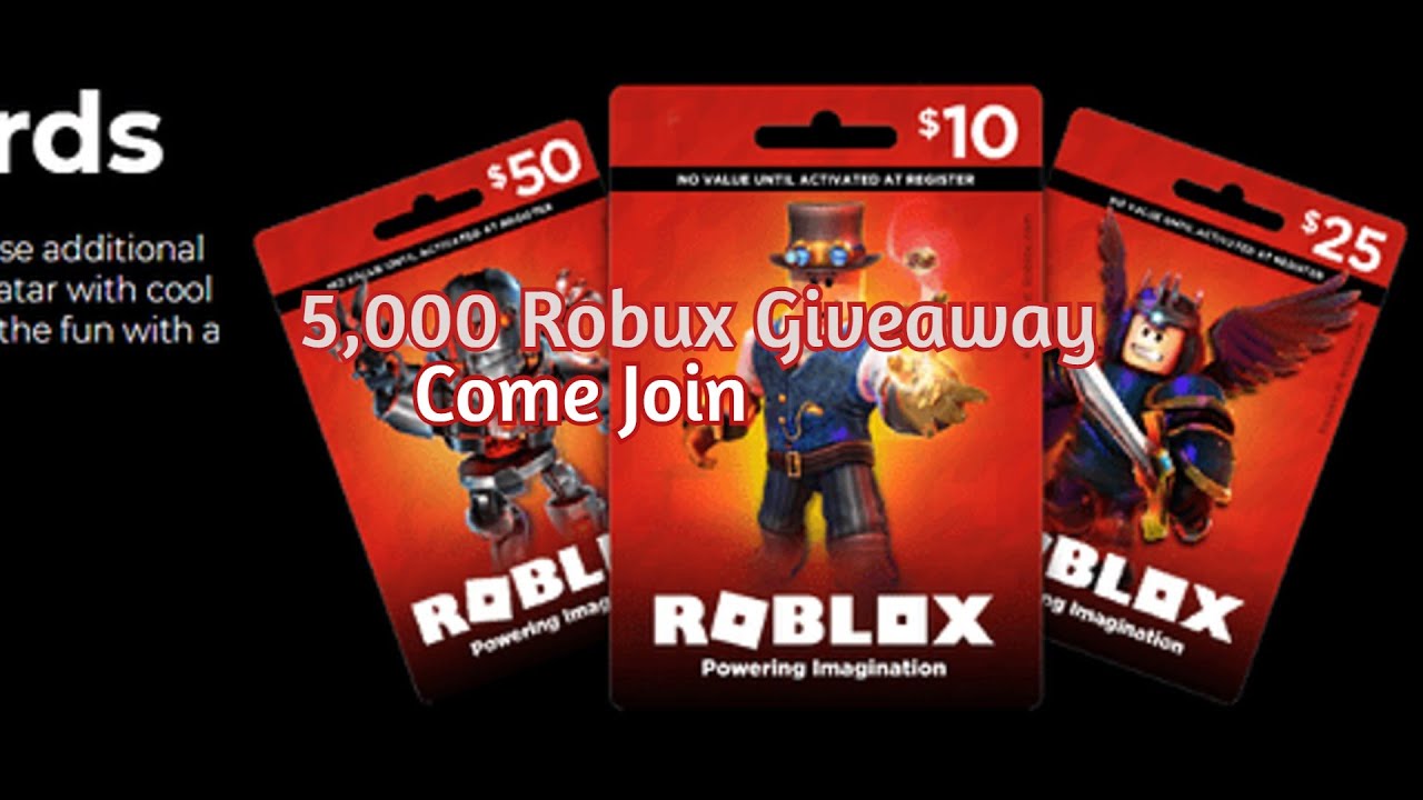 Roblox 5,000 Robux Giveaway :D come join - YouTube