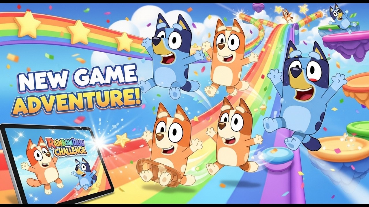 🌈 Bluey & Friends Play the New Rainbow Dash Challenge! 🎮 | Fun 3D ...