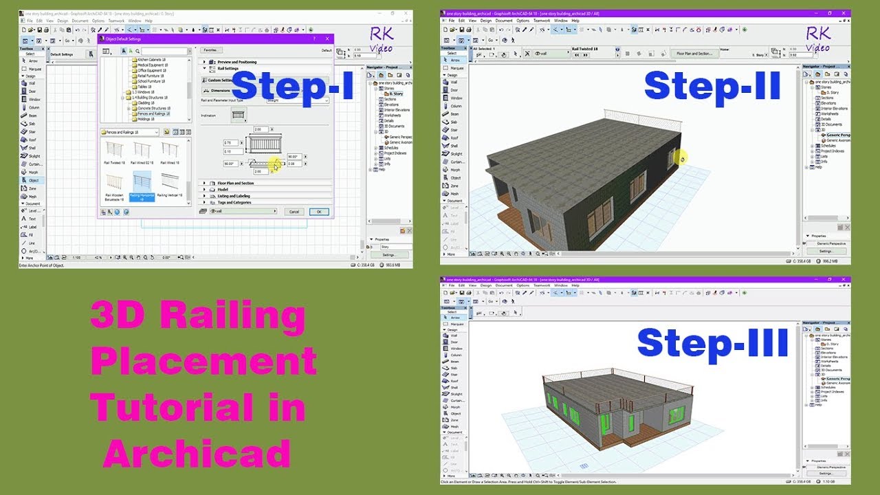 Archicad Tutorial - 3d railing placement tutorial in archicad - YouTube