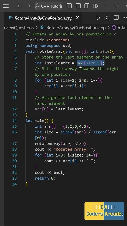 Rotate Array By One Question - YouTube
