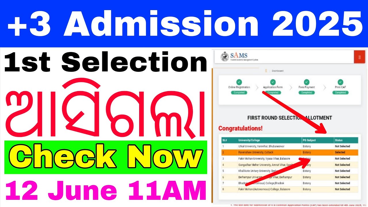 +3 FIRST SELECTION MERIT LIST CHECK NOW STEP BY STEP PROCESS ODISHA ...