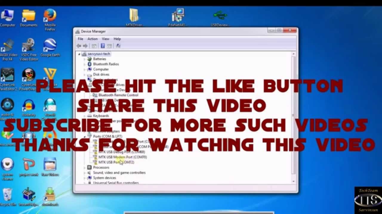 how to install up MTK65xx USB VCOM Drivers Manual Installation On Windows PC tutorial video ...