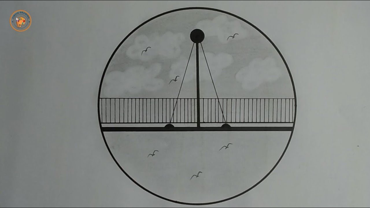 How to draw beautiful suspension bridge scenery - YouTube