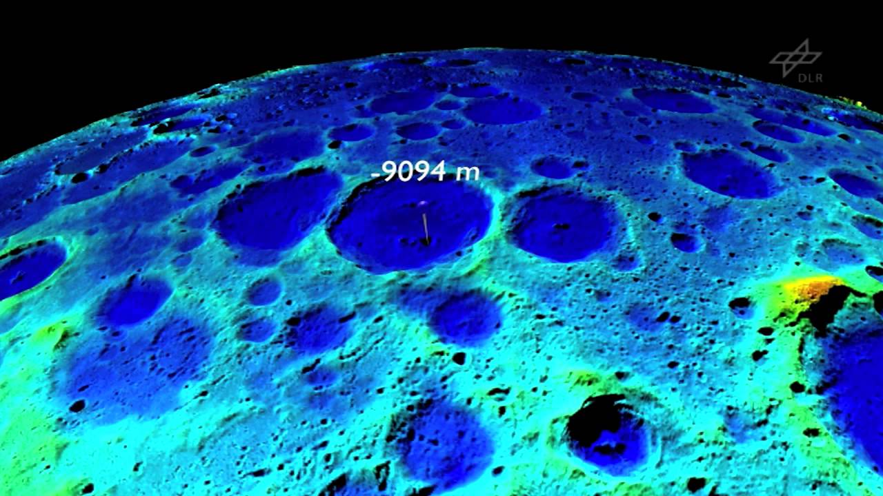 Flying around the color-coded 3D model of the lunar surface - YouTube