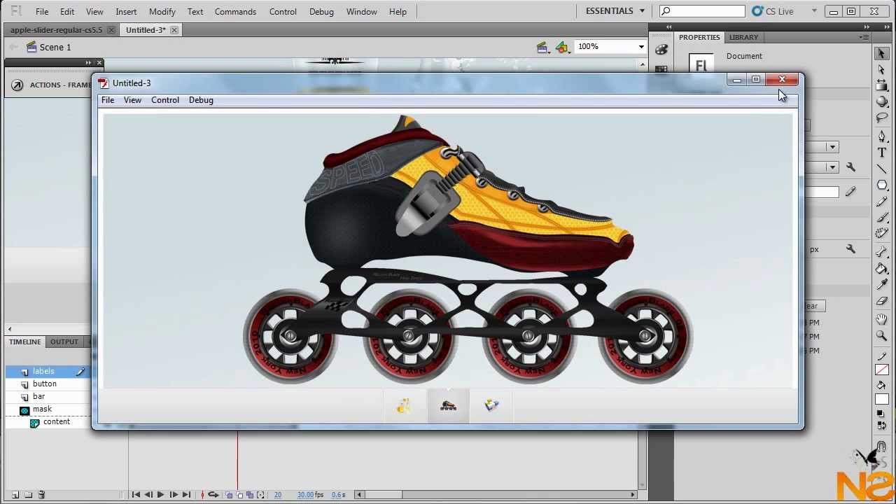 Adobe Flash CS5.5, How to create apple slider or image gallery AS 3.0 ...