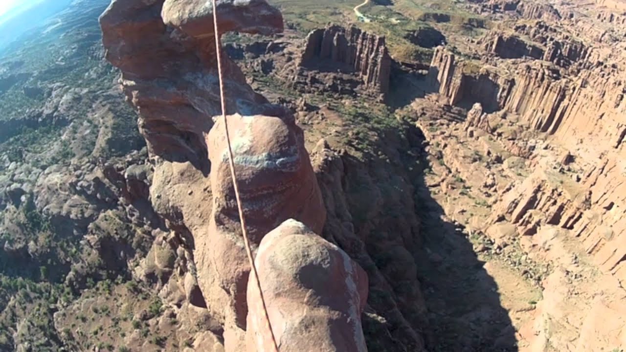 Ancient Art Climb, Stolen Chimney 5.10+ Moab Utah (Fisher Towers) - YouTube