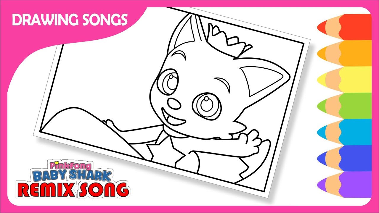 Pinkfong drawing song ⭐ How to draw Pinkfong Baby Shark 🌠 Drawing easy ...