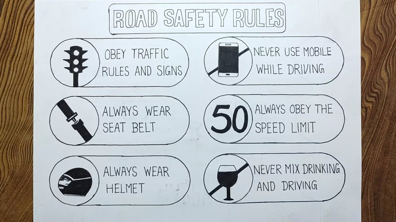 How to draw road safety rules very simple and easy/ Very easy drawing ...