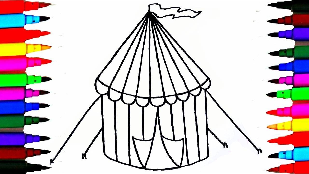 How to Draw and Color Kids Tent for Baby Coloring Pages l Rainbow ...