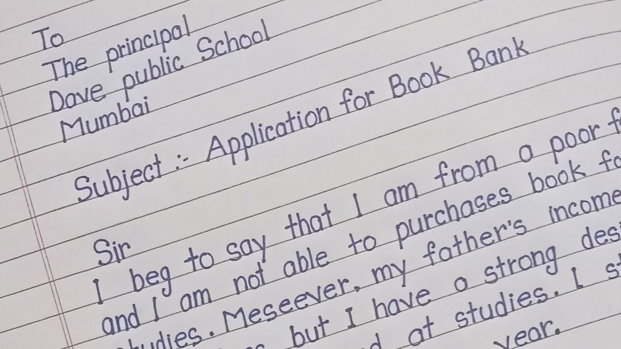 Application for book bank|| How to write application in english||#video ...