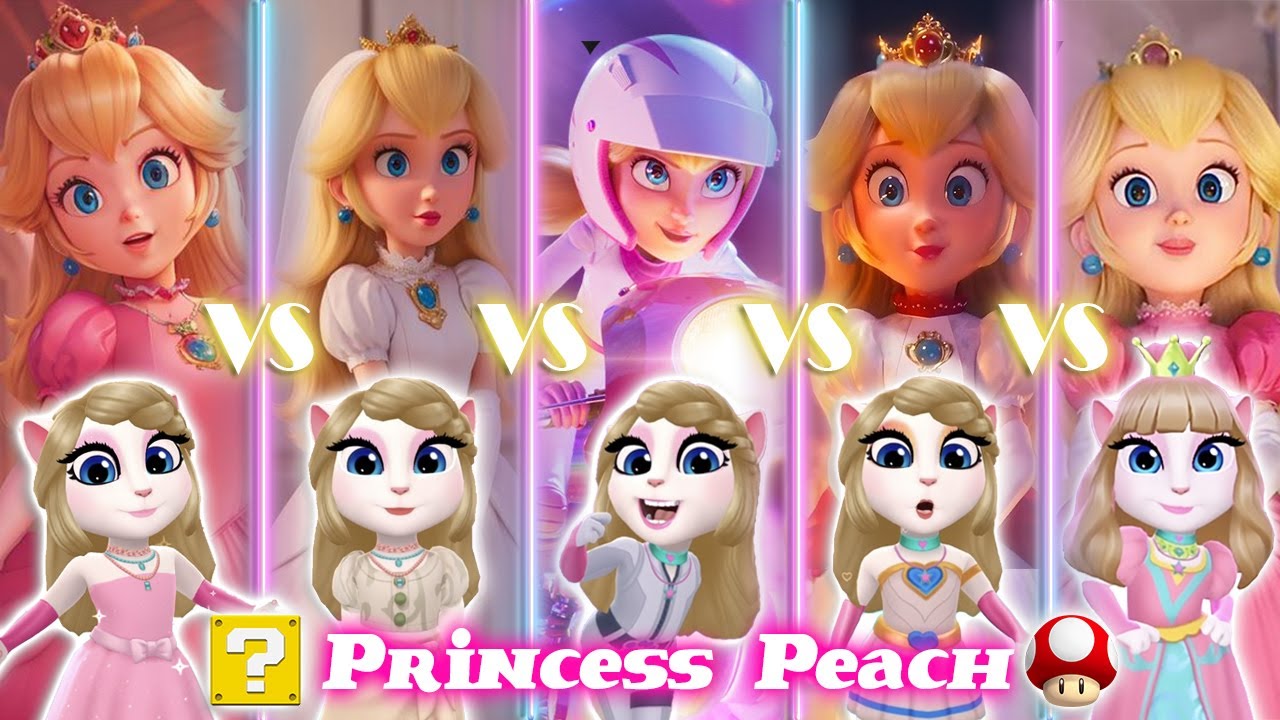 Mario Bros || All Princess Peach 🍑 vS My Talking Angela 2 cosplay - YouTube