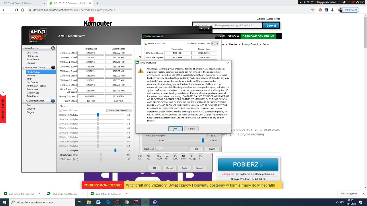 Podkręcanie procesora AMD FX 8320E - YouTube