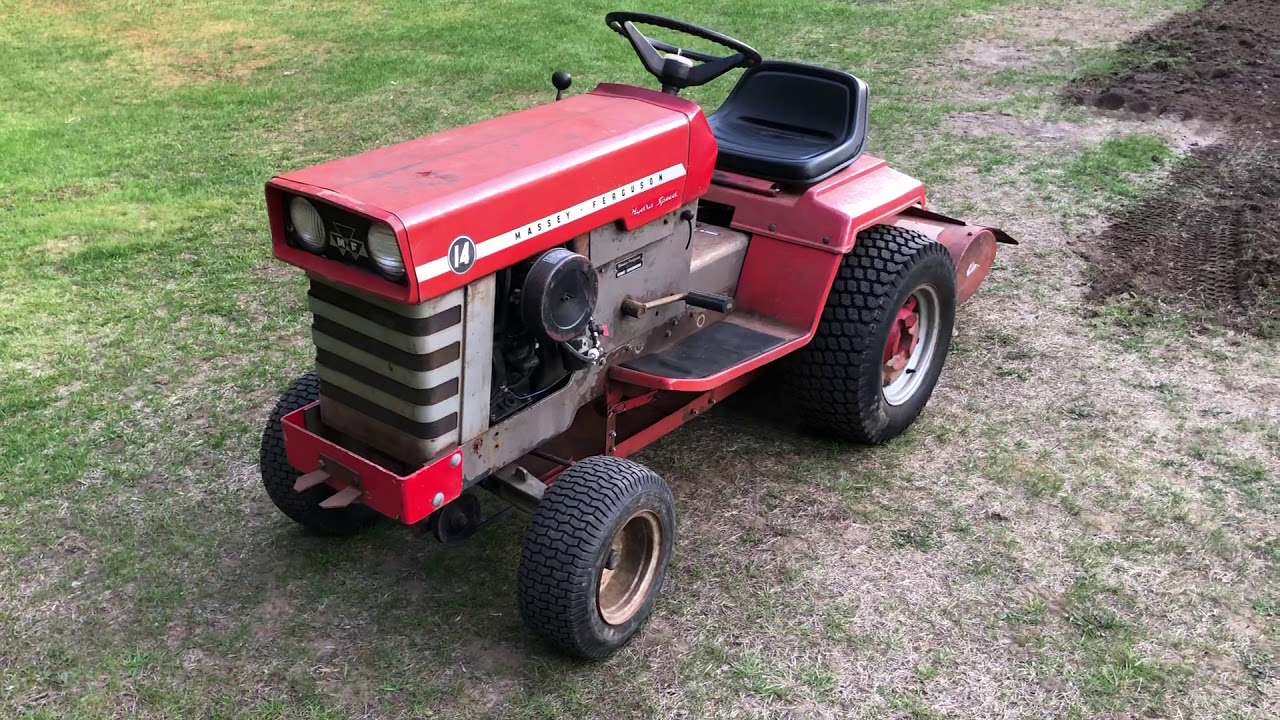 MF 14 garden tractor with MF550 tiller part 1 - YouTube