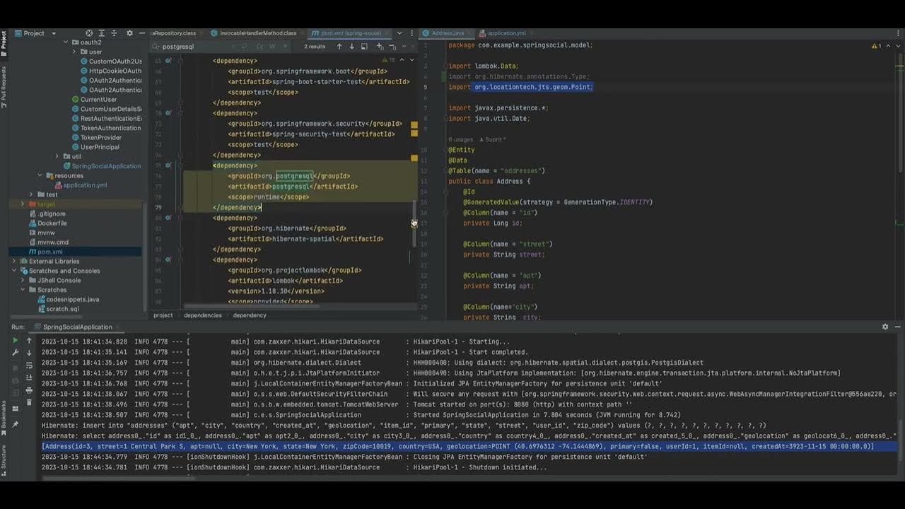 Insert geolocation data in #postgresql #springboot jpa - YouTube