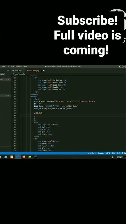 PHP Data Table(Read Data) | PHP MySQL CRUD - Read Data | PHP for Beginner #php #coding #mysql ...
