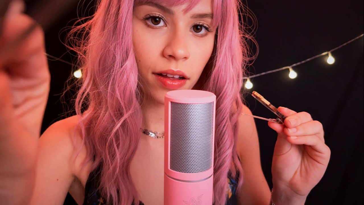 ASMR RELAXE AO SOM DO MICROFONE ROSA ARREPIANTE - YouTube
