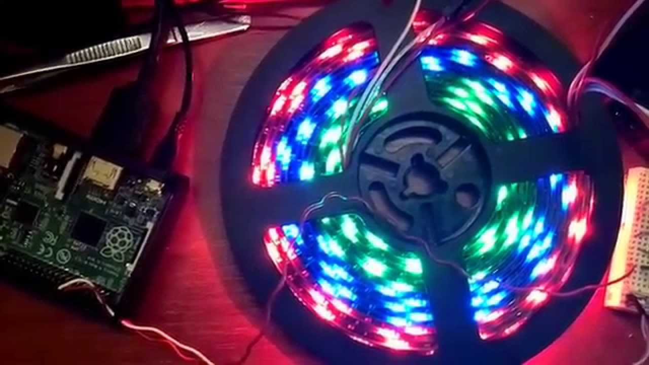 WS2812B LED strip controlled by RPi - YouTube