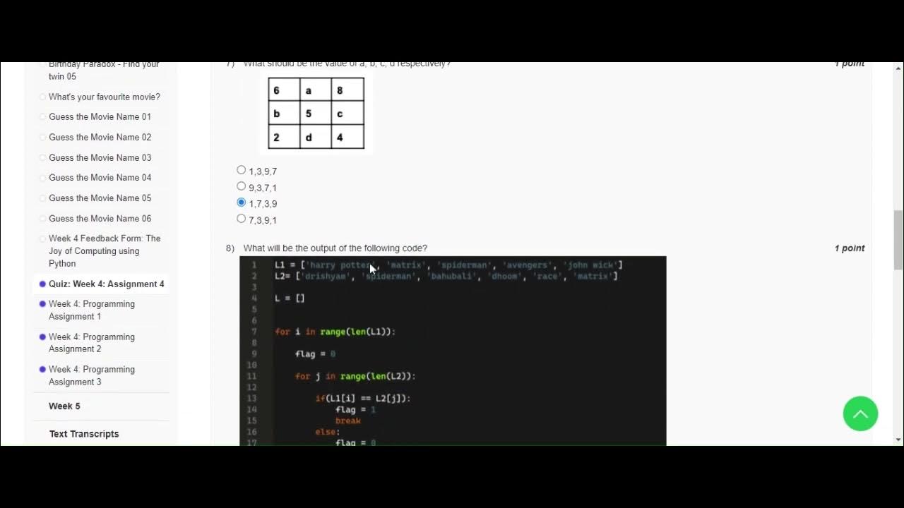 NPTEL JOC Using Python week 4 answers 2023 - YouTube