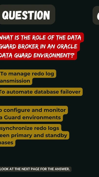 Oracle Data Guard Broker Whats Its Primary Role Oracledba Interviewquestions Dataguard