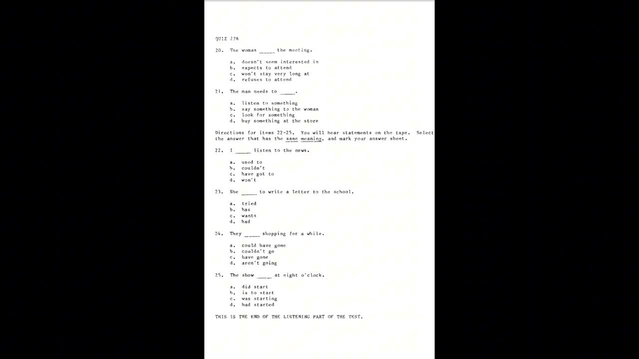 ALC BOOK 27 ( Quiz B )listening and reading (no audio) with answers in ...