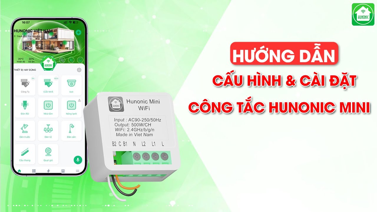 HƯỚNG DẪN CÀI ĐẶT CÔNG TẮC HUNONIC MINI | HUNONIC.COM - YouTube