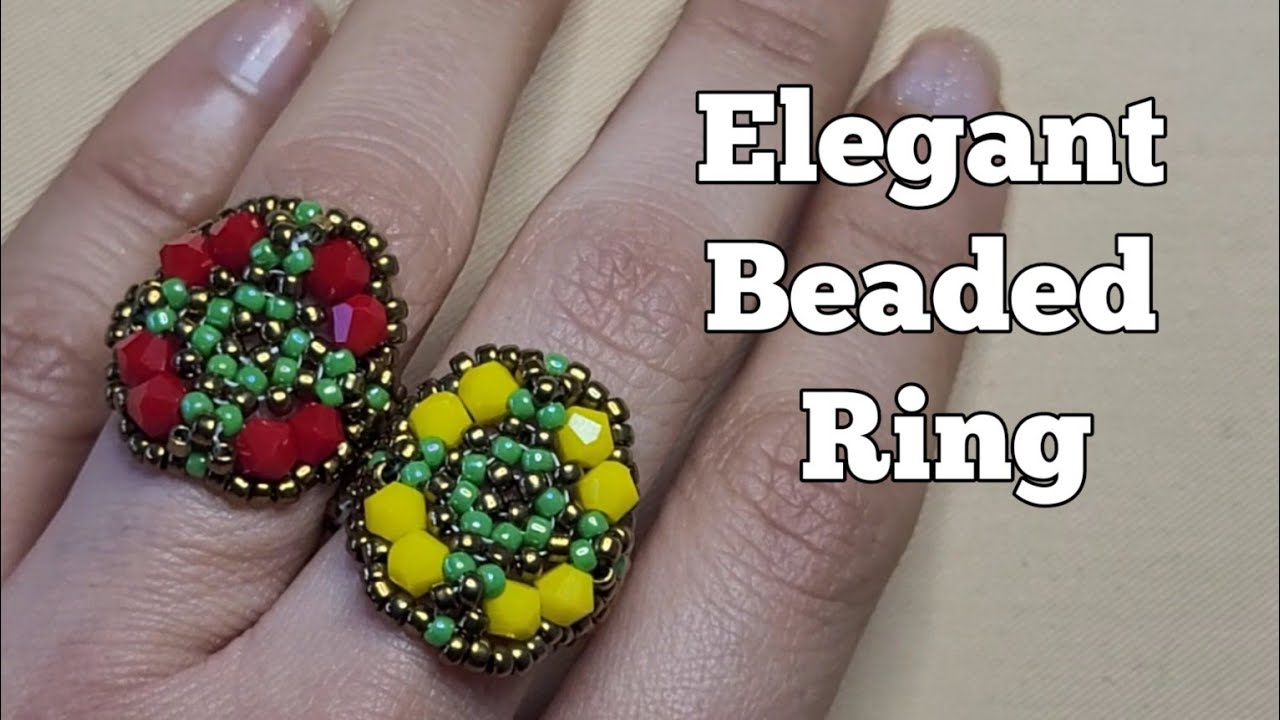 Elegant Beaded Ring Tutorial 🌷 - YouTube