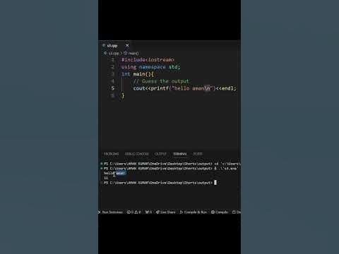 s-3: Guess the output ,printf in cout #c #amancoder #coding #printf - YouTube
