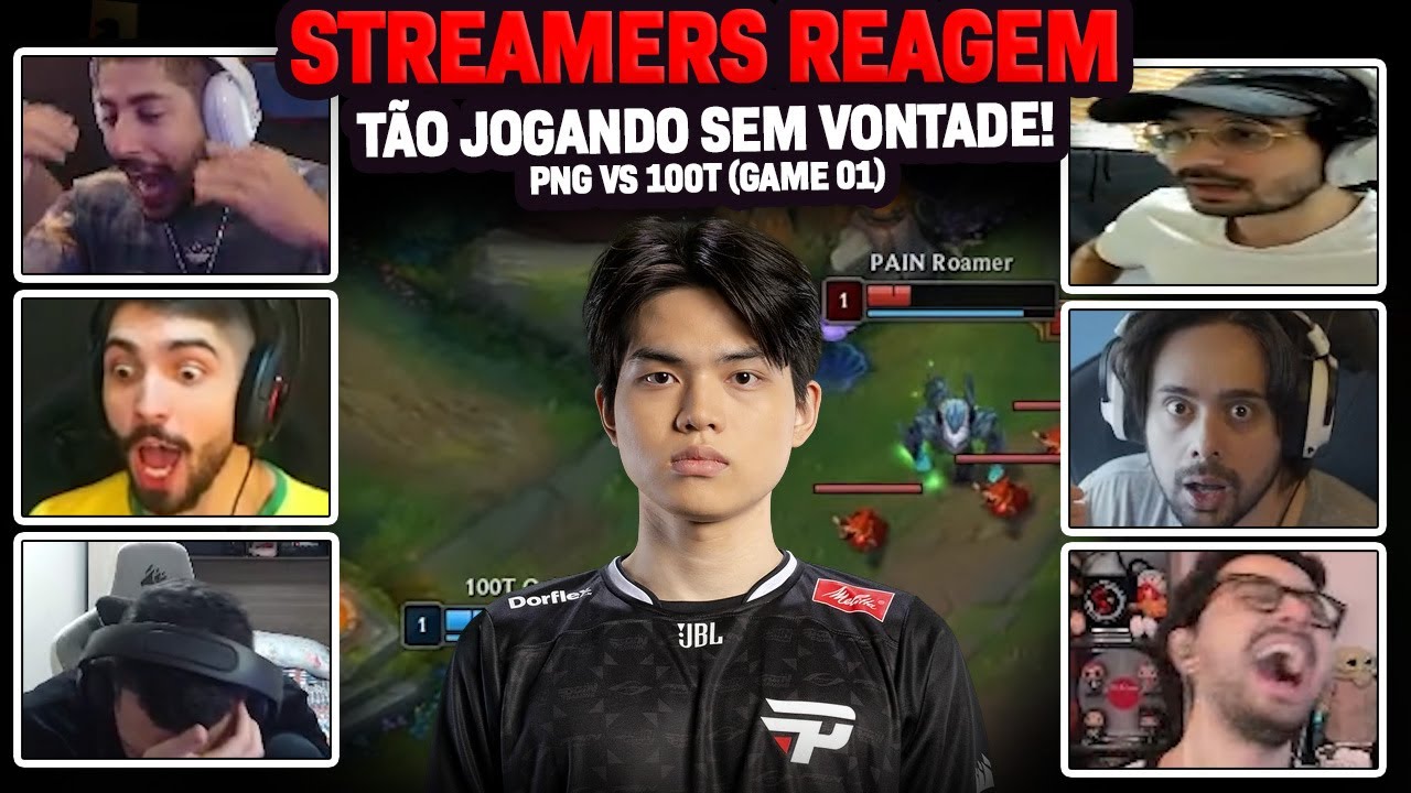 STREAMERS TILTARAM COM OS COREANOS DA PAIN! PAIN vs 100T | GAME 01 ...