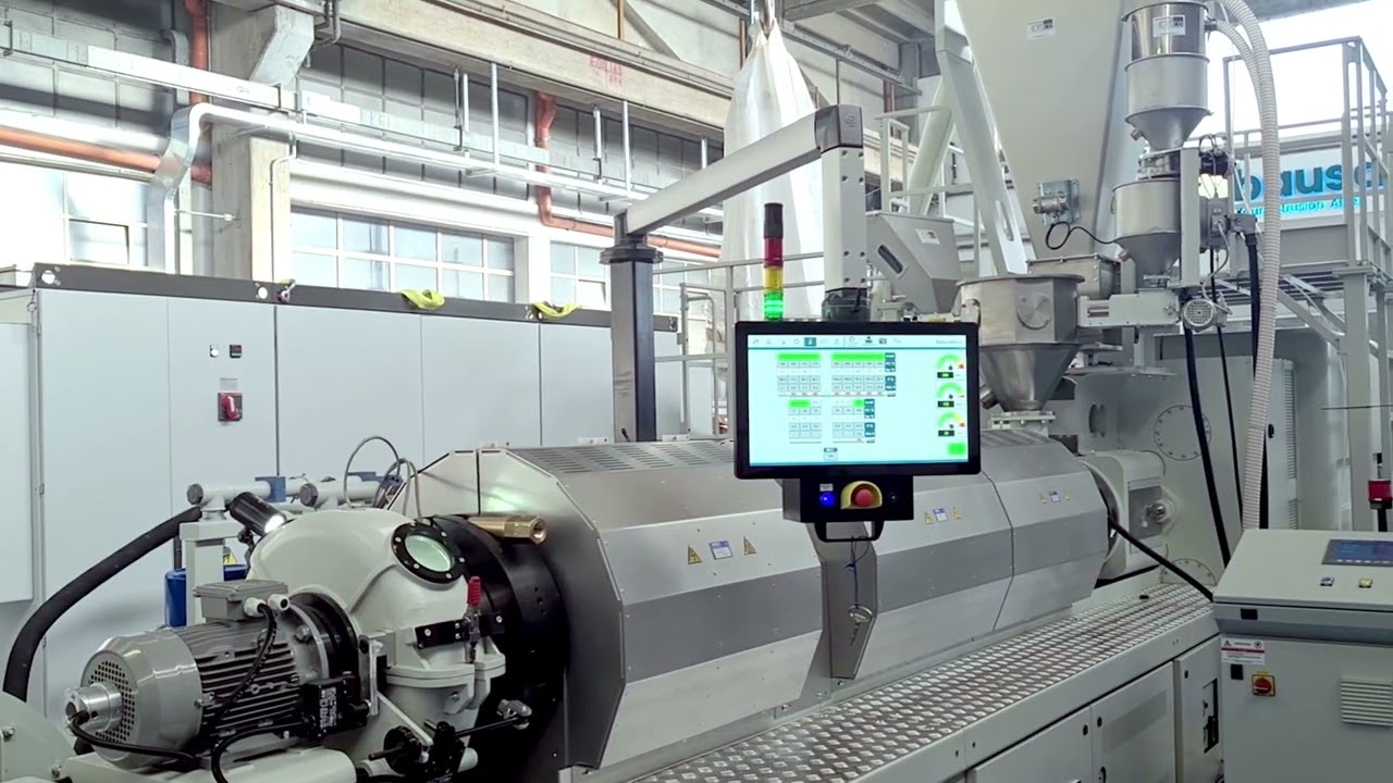 Bausano Twin Screw Extruder MD 158-21 | PVC Granules - YouTube
