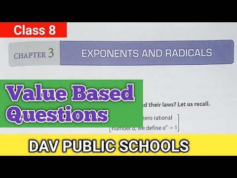 DAV Maths Class 8 Exponents and Radicals Chapter 3 value based question ...