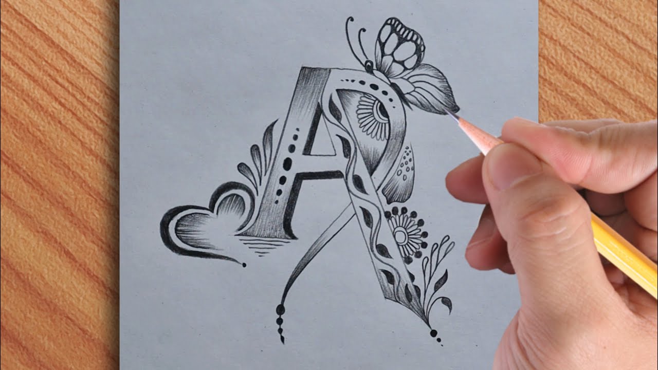 How to make A letter tattoo drawing with pencil || simple drawing of A ...