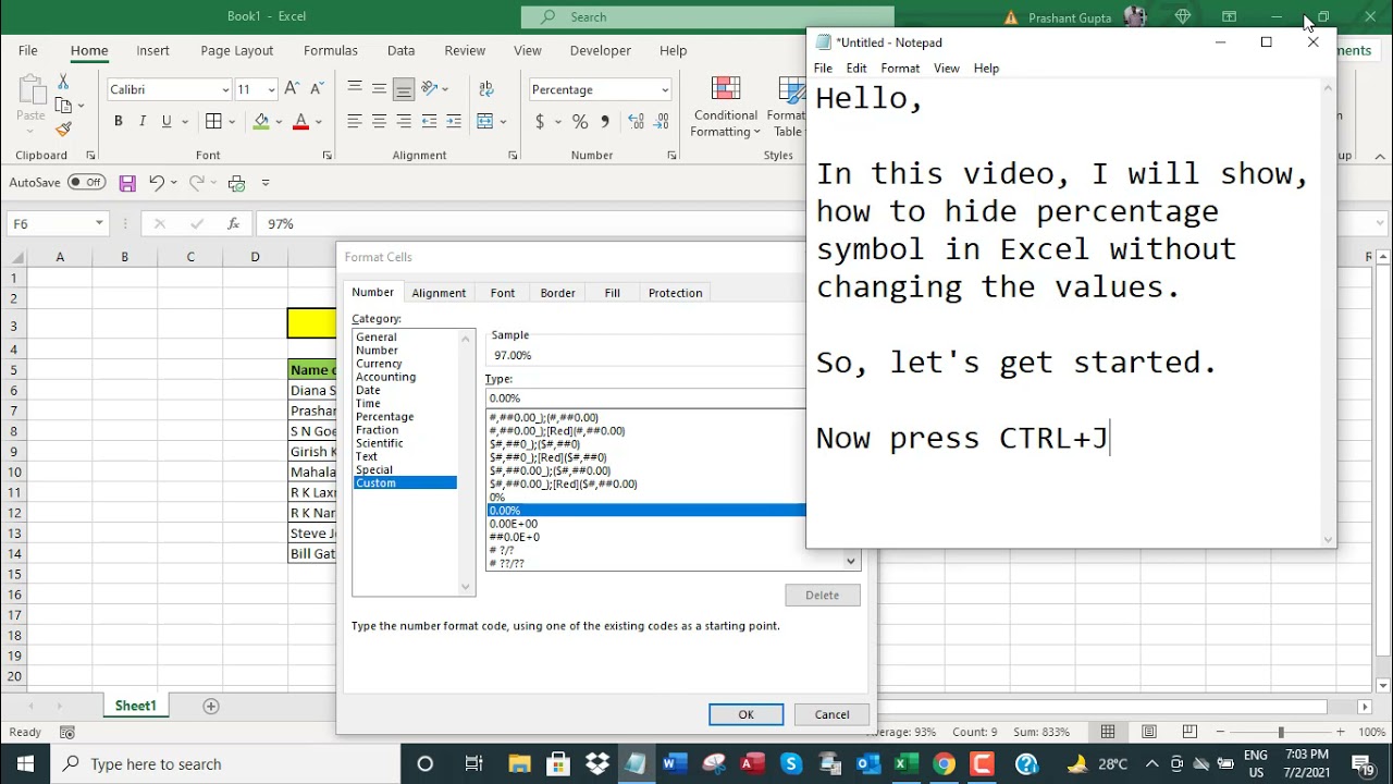 Excel Hide Percentage Symbol Without Changing The Values YouTube Excel Hide Percentage Symbol Without Changing The Values YouTube