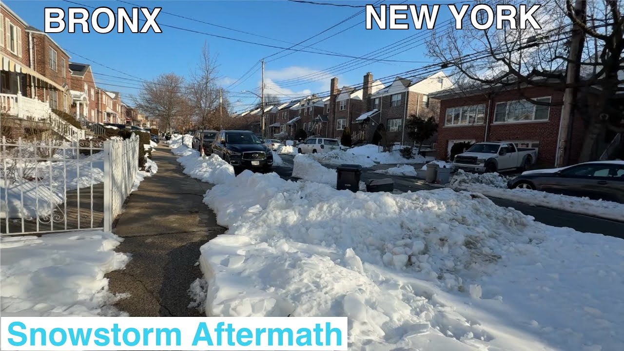 Bronx New York Snowy Neighborhoods After Blizzard Winter Snowstorm ...