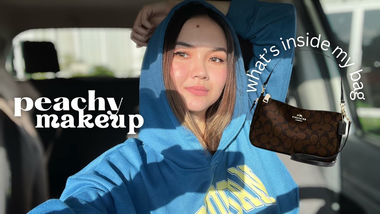 PEACHY EVERYDAY MAKEUP LOOK + WHAT’S INSIDE MY BAG 🍑 - YouTube