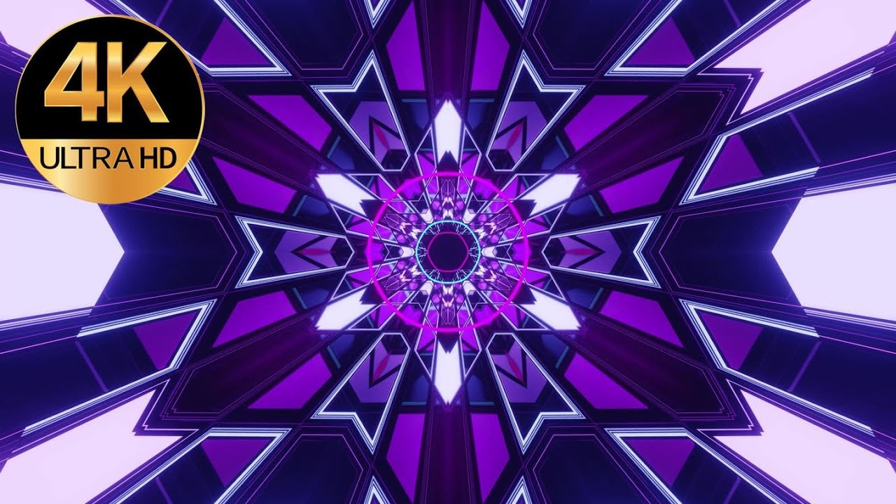 10 hour 4k TV Fast Moving Multi color Star Neon tunnel abstract ...