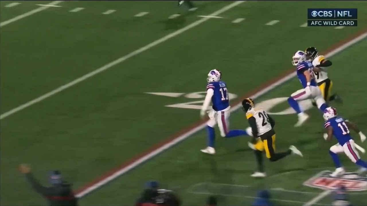 Josh Allen with a insane 52 yard touchdown vs Steelers | 2024 NFL Wild ...