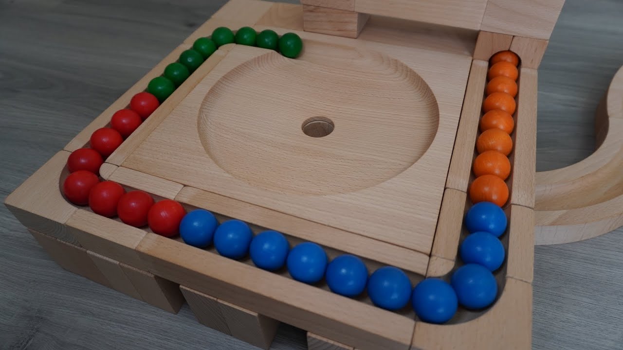 MARBLE RUN KADEN WOOD TRACK COLORED BALLS! - YouTube