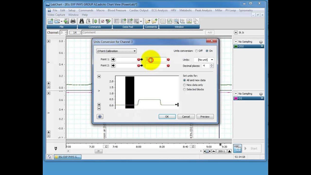 Calibrating channels in Labchart - YouTube