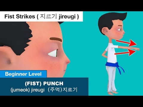 Kids Learn Taekwondo Strikes - Wrist Punch ( 주먹 지르기 jumeok jireugi ...