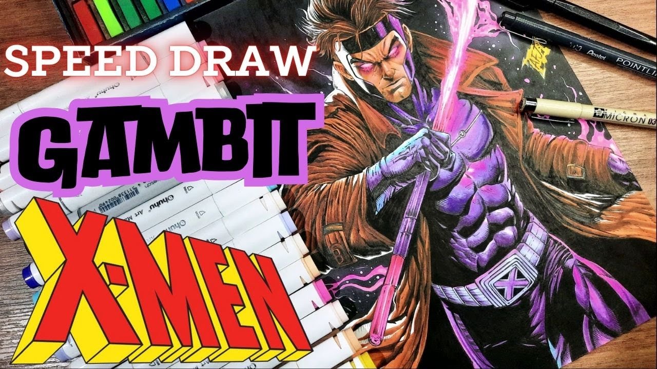 Desenhando o Gambit dos X-Men - Speed Drawing 🎬🎨 - YouTube