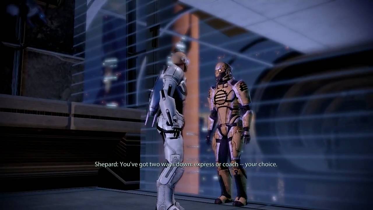 Mass Effect 2: Shepard pushes Eclipse Merc through Window - YouTube