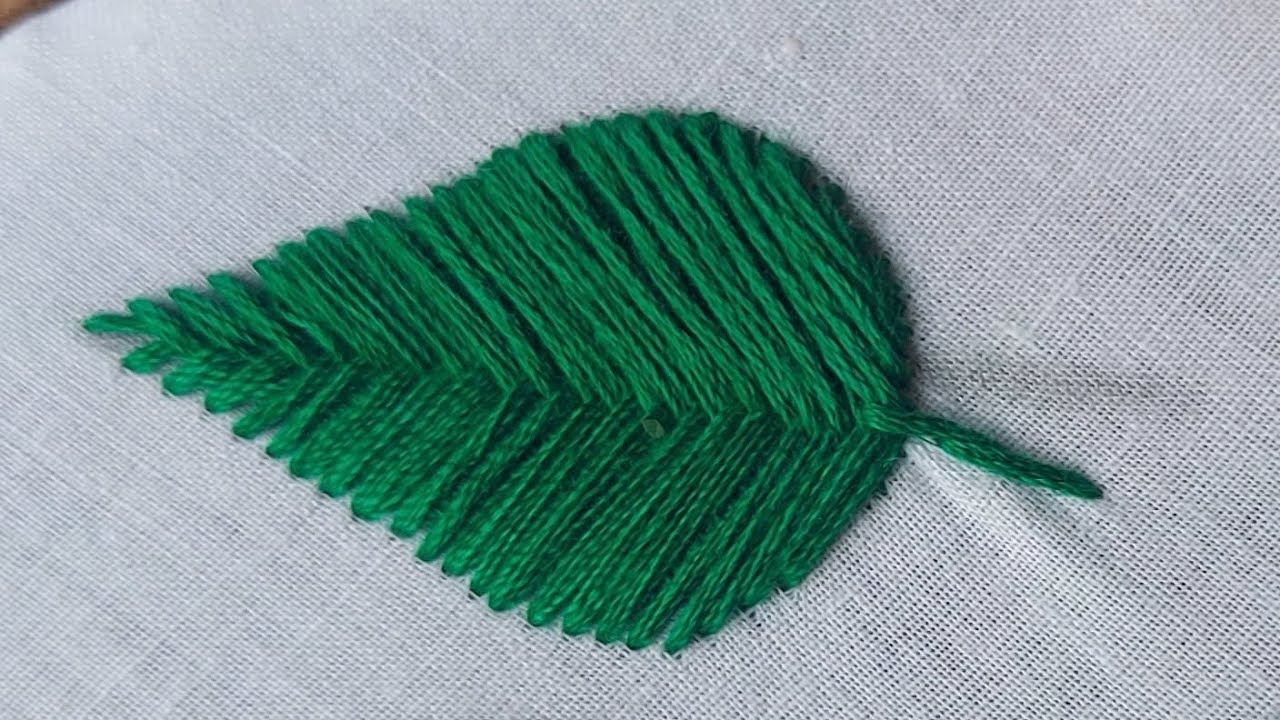 Easy & Beautiful Leaf Embroidery | Raised Fishbone Stitch | সহজ পাতার ...