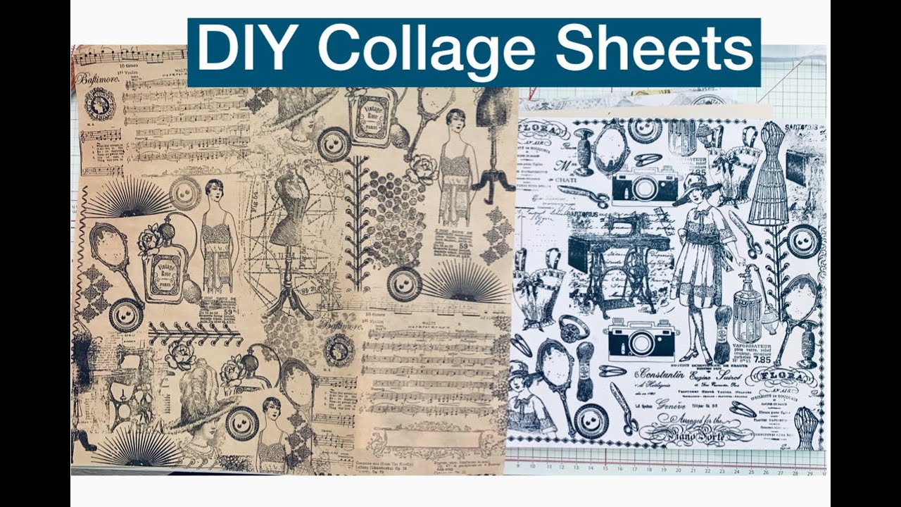 How to make a Collage Paper // Tim Holtz inspired // DIY Collage Sheets ...