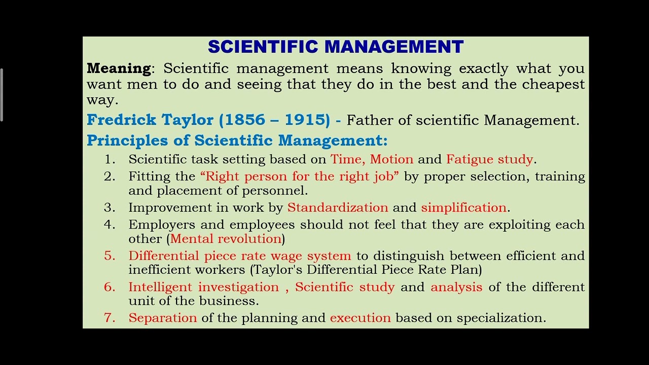 CLASSICAL THEORY SCIENTIFIC MANAGEMENT EVOLUTION OF MANAGEMENT THEORIES ...