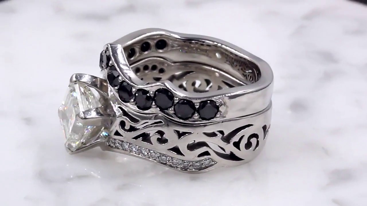 Tribal Pave Engagement Ring and Tribal Pave Wedding Band - YouTube