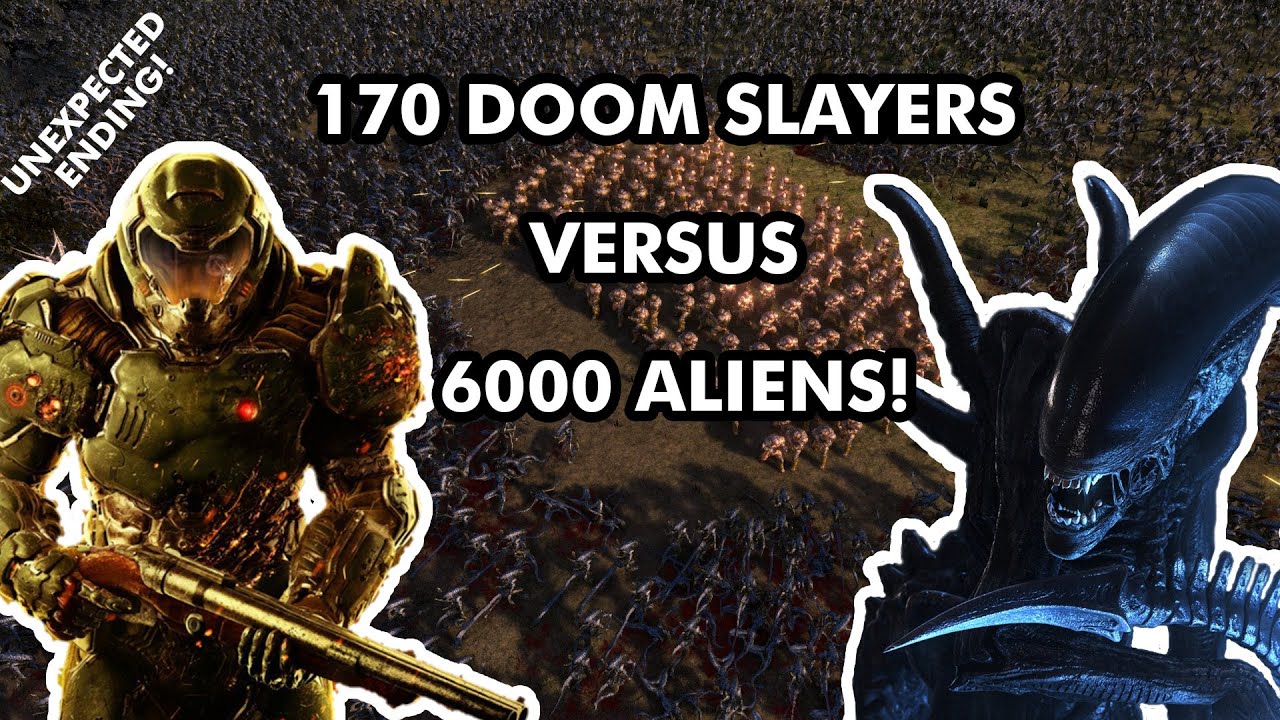 170 DOOM SLAYERS VS 6000 ALIENS | Doom Guy Versus Alien | UEBS - YouTube