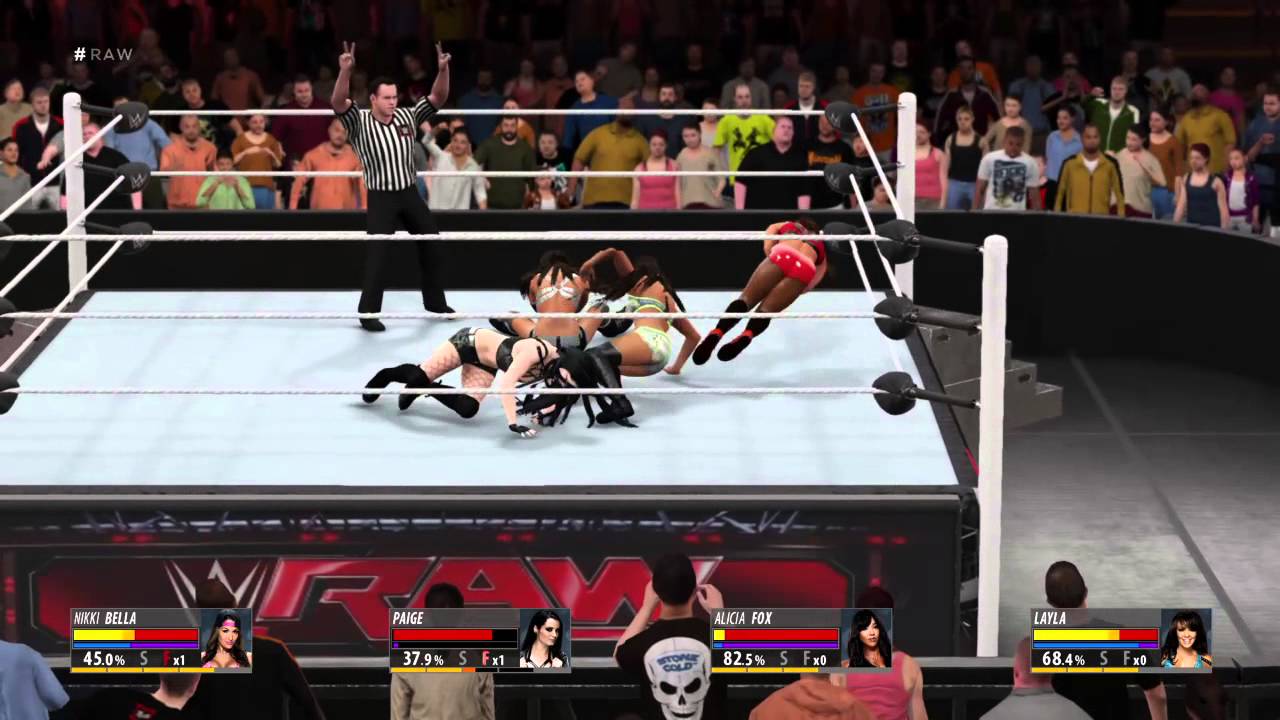 WWE 2K16 PS4 universe mode (wwe raw ) Alicia fox vs. Paige vs. Nikki ...
