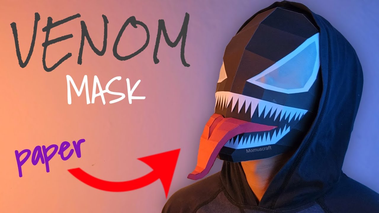 How to make a Venom Mask out of paper - DIY Venom Costume - YouTube