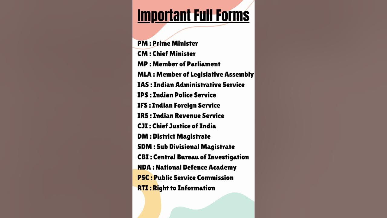 Important Full Forms | GK #fullforms #exams #gk #education #sarkarinaukri #ias #ips #upsc # ...