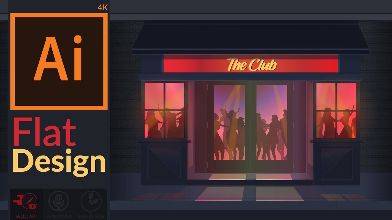 [Speed Art] Drawing Night Light Street - Flat Design in adobe ...